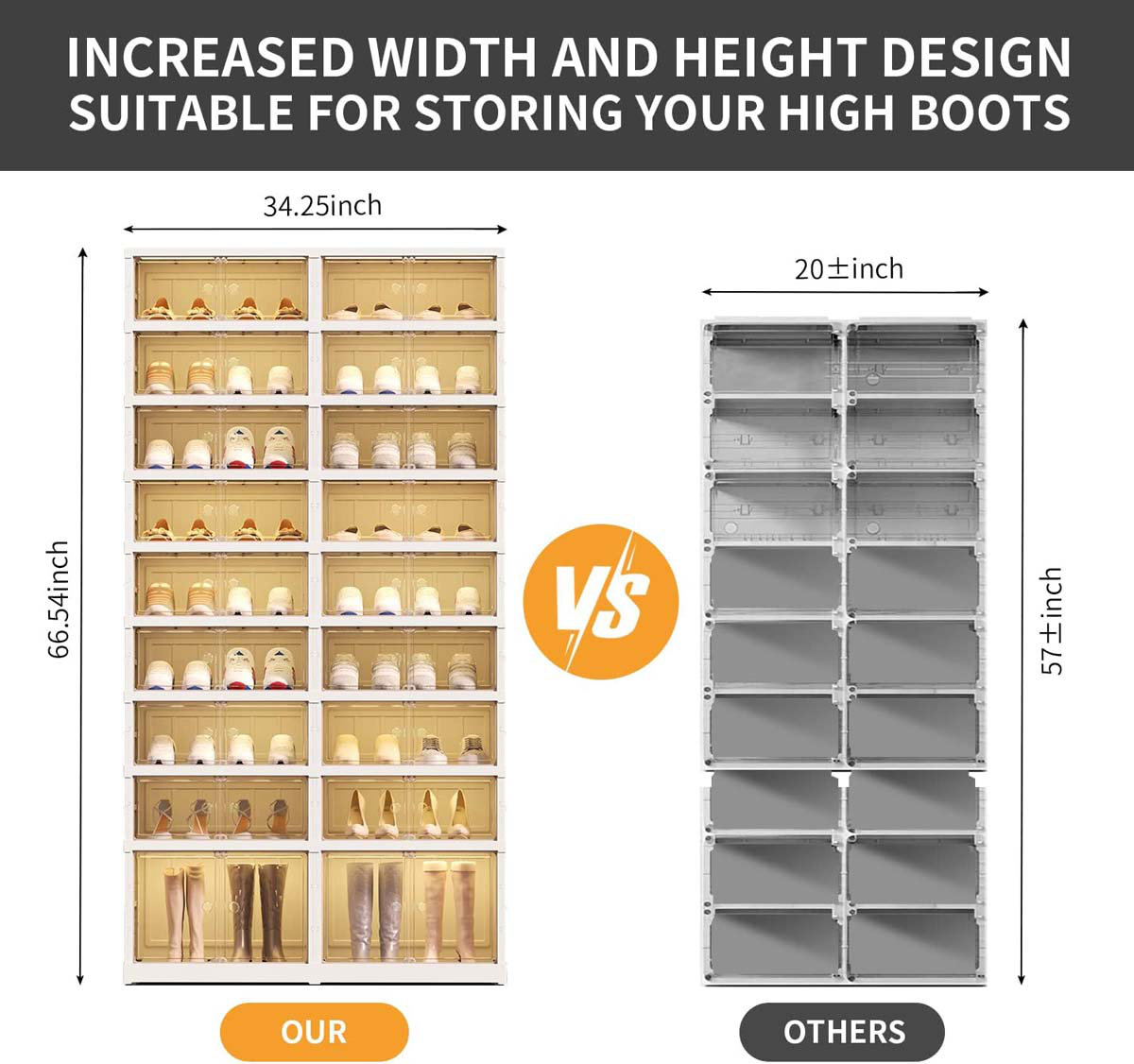 Rebrilliant 9-Tier Foldable Plastic Shoe Rack Organizer For Closet - 36 ...
