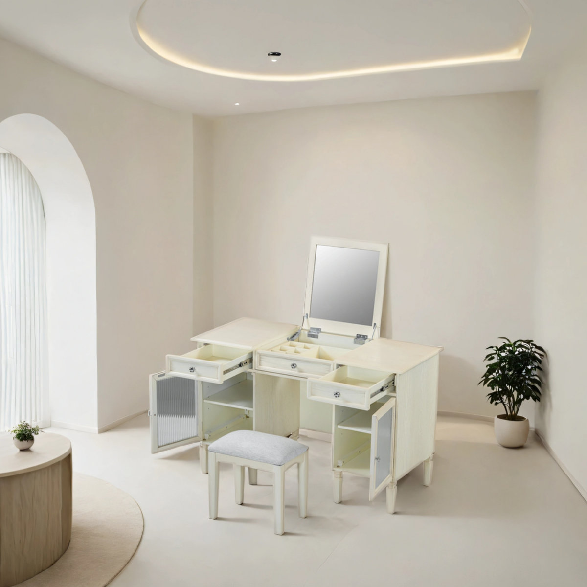 Alcott Hill® 2-in-1 Dresser With Flip Mirror, White Oak Color Dresser ...