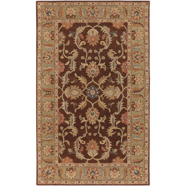 Charlton Home® Waterston Handmade Wool Dark Brown/Camel Rug & Reviews ...