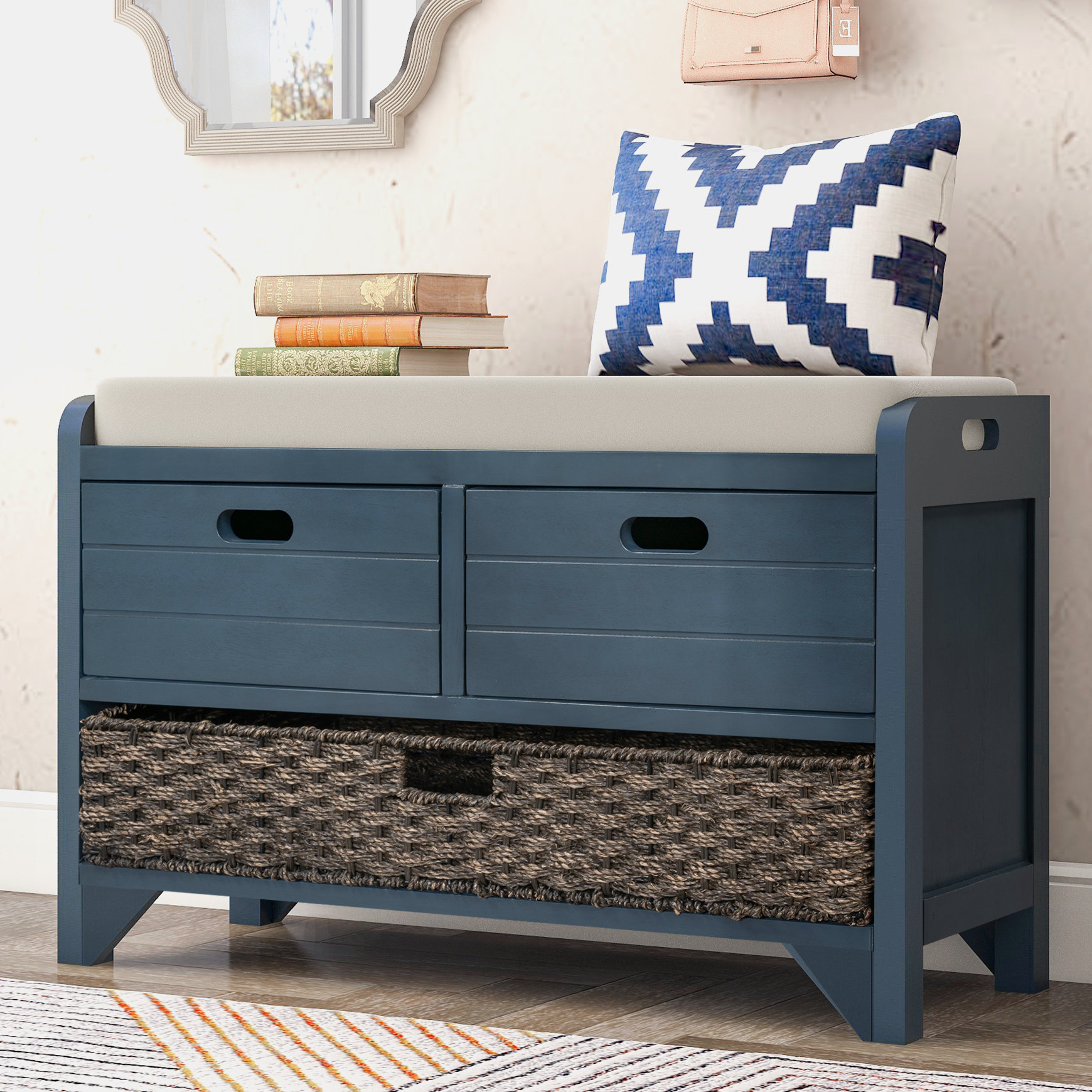 Red Barrel Studio® Entryway Bench with Removable Basket and Drawers ...