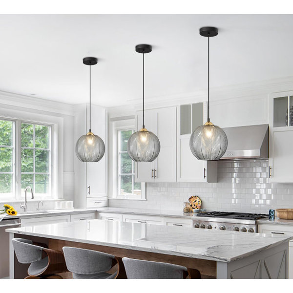 Everly Quinn Large Globe Kitchen Island Dining Pendant Lights Black ...