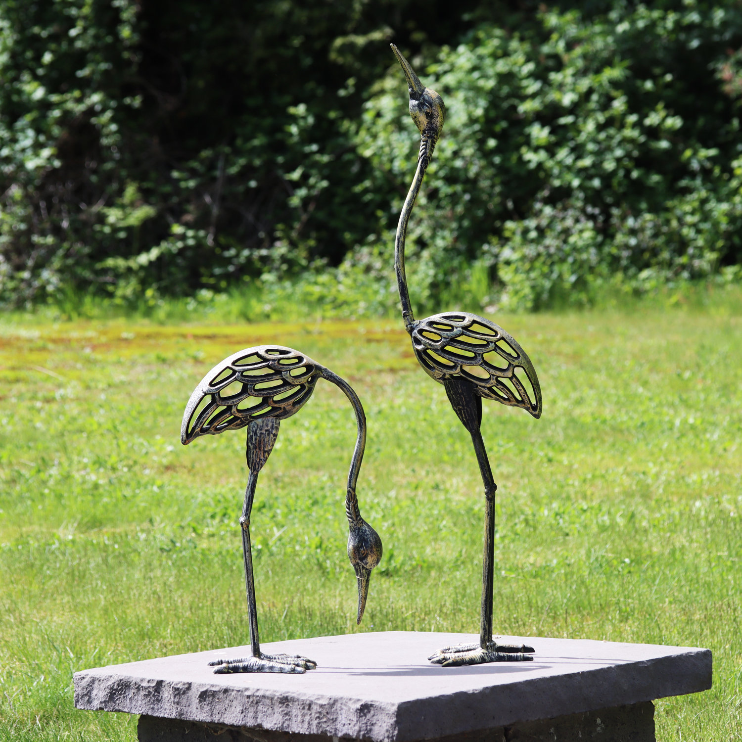 Bay Isle Home™ Kinard Garden Crane 2 Piece Statue Set & Reviews ...