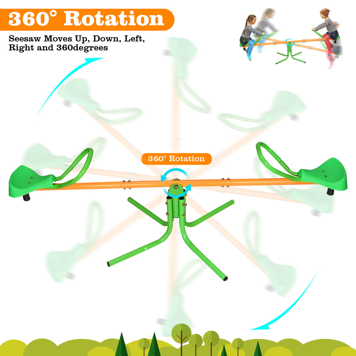 Arlmont & Co. Outdoor Rotating Seesaw 2 Persons 360 Degrees Rotation ...