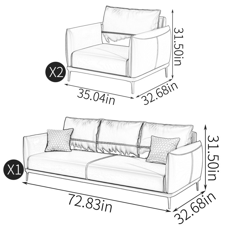 Danbenla design Simple solid wood sofa combination | Wayfair