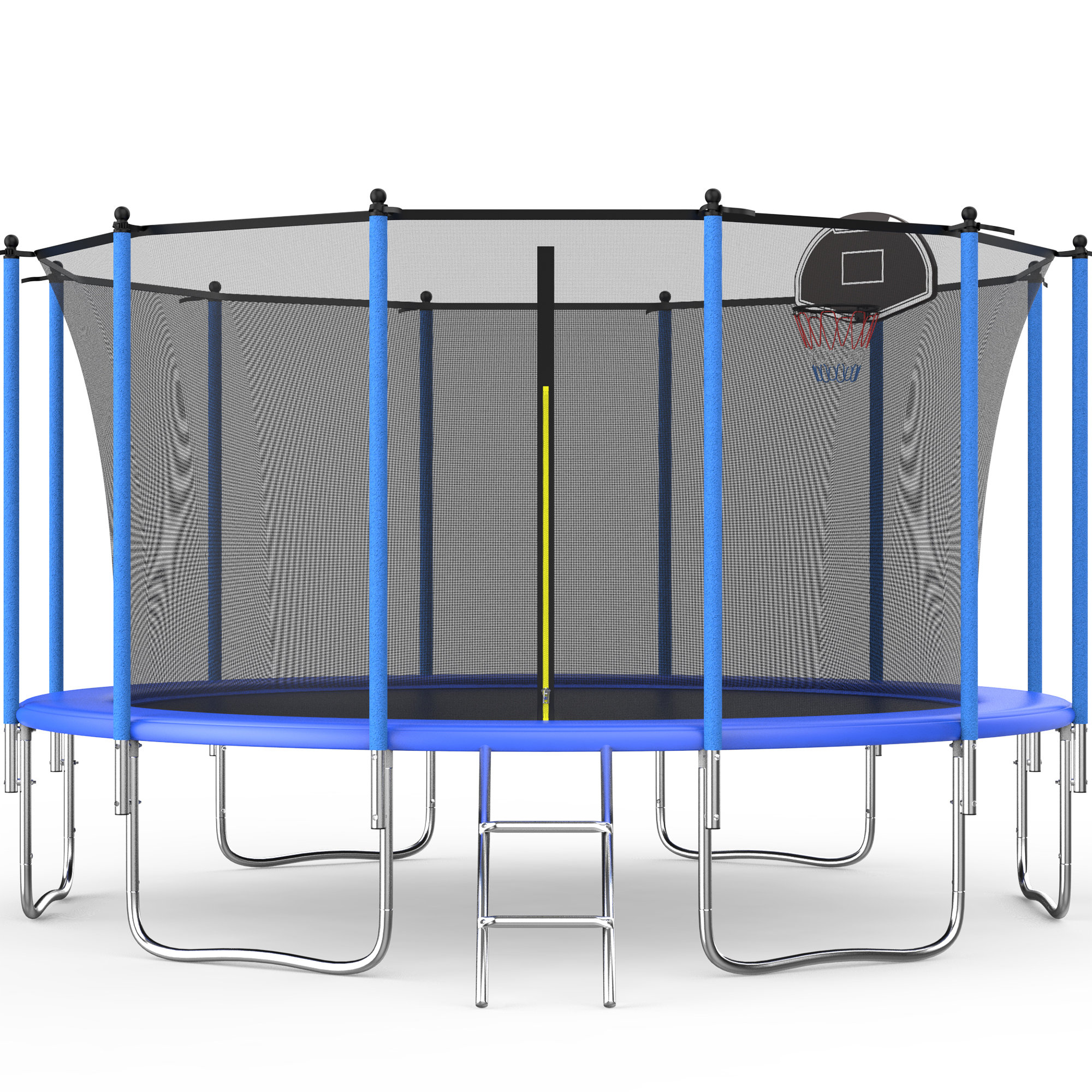 Excellent Future 16 FT TRAMPOLINE INSIDE SAFETY NET WITH BASKETBALL ...