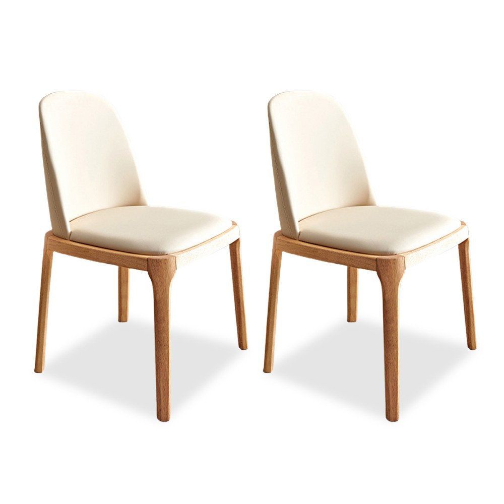 Hokku Designs 32.68" Cream + Brown Solid back side Chair(Set of 2 ...