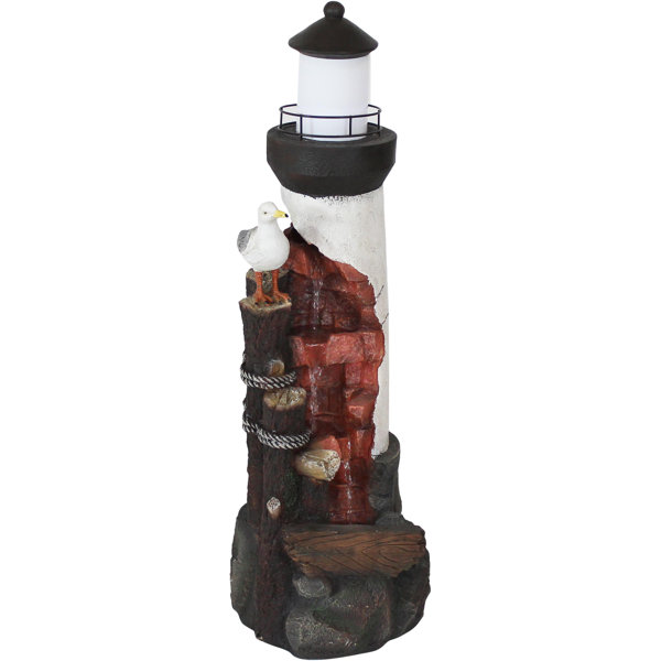 Dovecove Resin Gull's Cove Lighthouse Water Fountain with Light ...