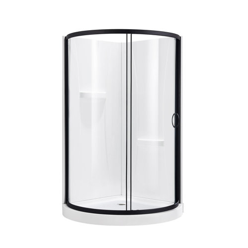 OVE Decors Breeze 44 in. Round Shower Kit w/ Clear, Base, Wall ...