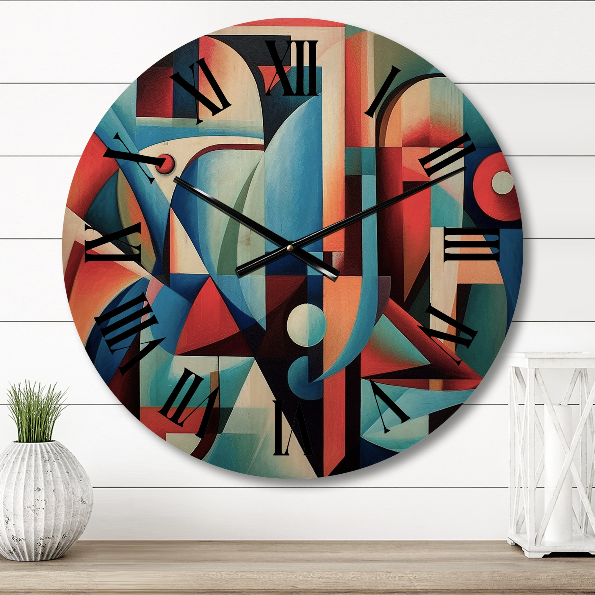 East Urban Home Orange Blue Geometry Unleashed III - Abstract Shapes ...