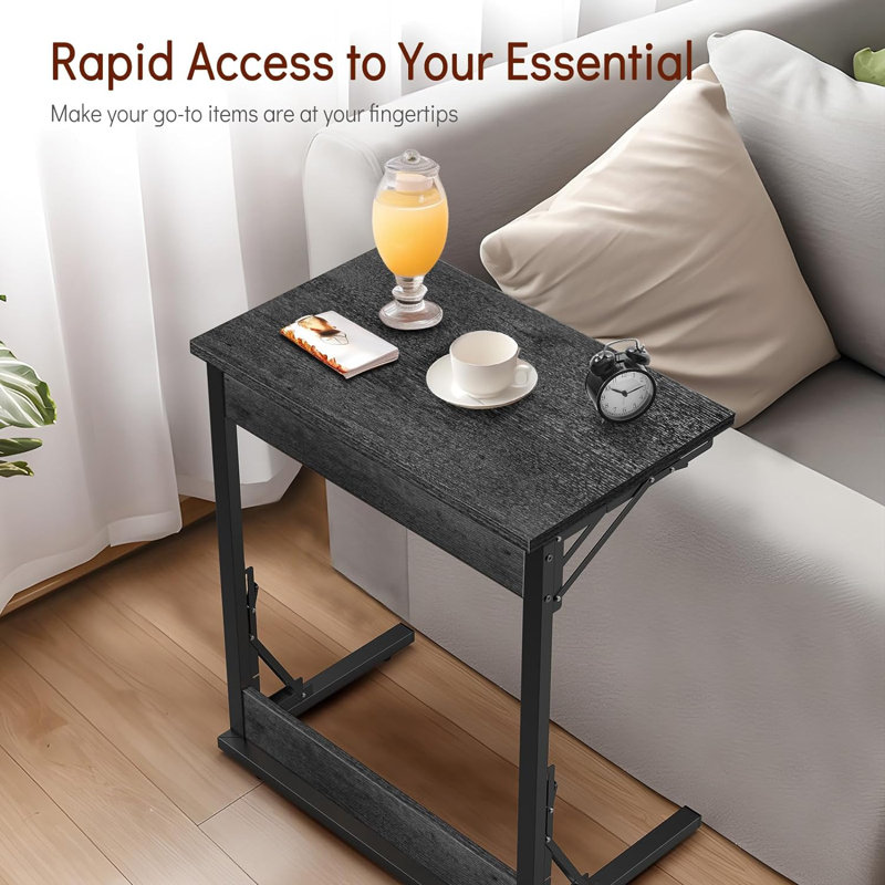 Ebern Designs Abuzar Folding C Shaped End Table, Couch TV Tray Table ...
