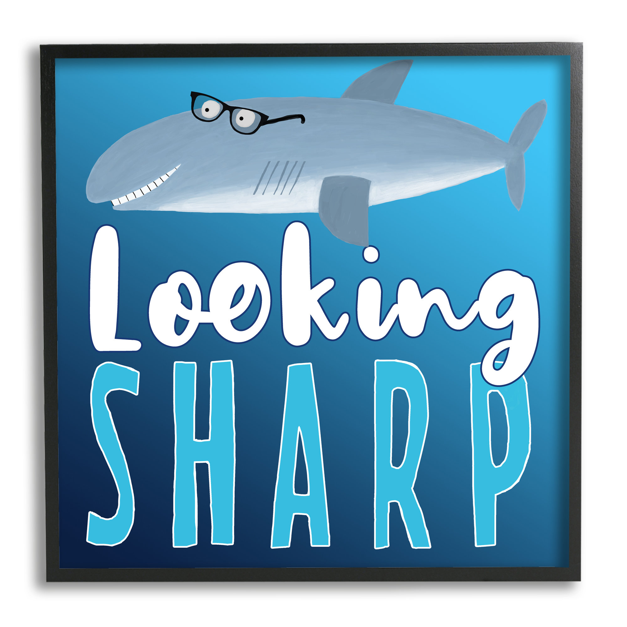 Mason & Marbles Looking Sharp Shark Framed Giclee Art Design By Carla ...