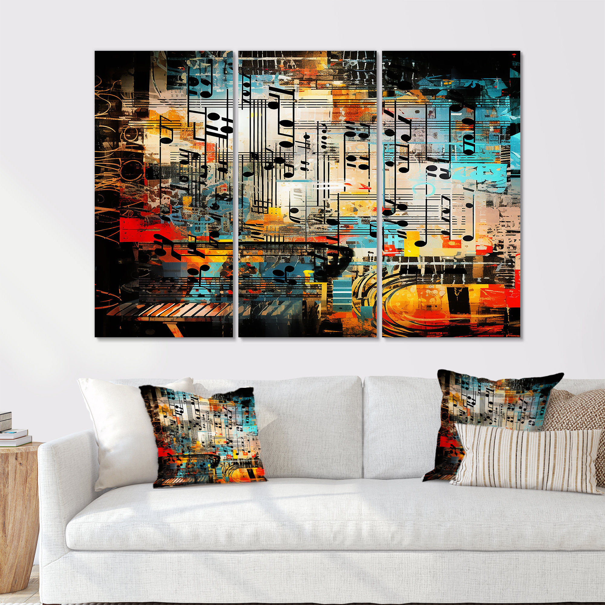 Design Art Vintage Collage Musical Scores - Music Wall Art Decor Set ...