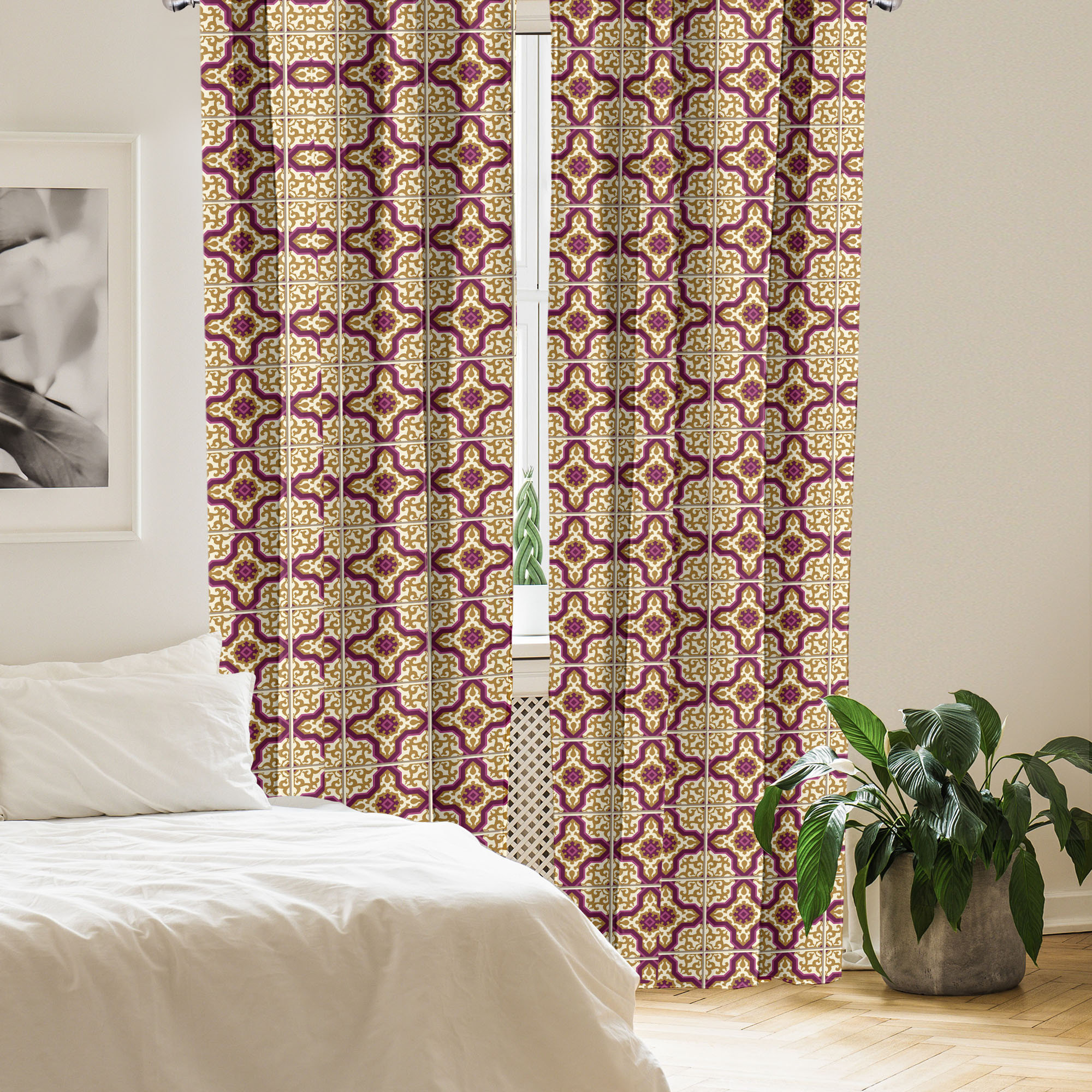 East Urban Home Moroccan 4-Panel Curtains, Traditional Mosaic Tiles ...
