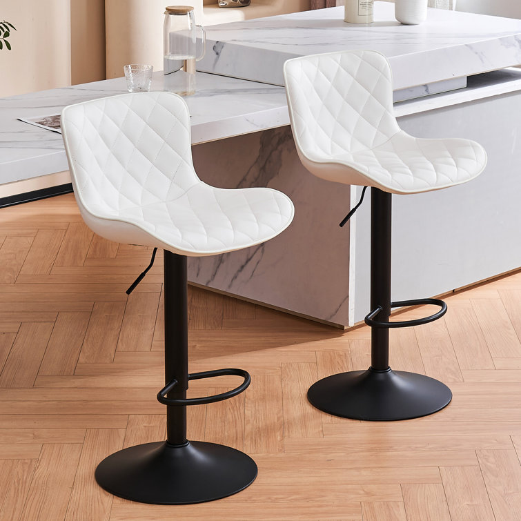 Ebern Designs Denan Swivel Adjustable Height Bar Stools, Leather Modern ...