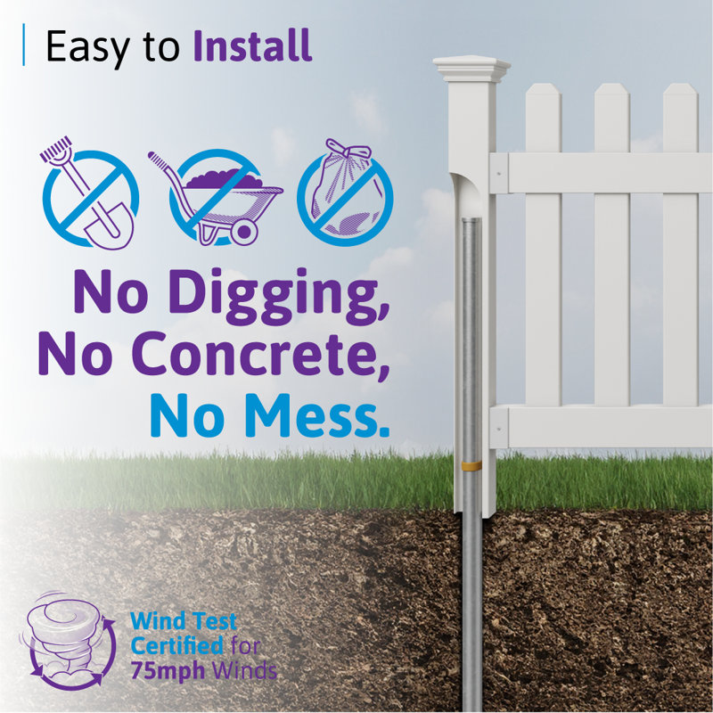 WamBam No-Dig Fence 3.5ft H x 6ft W (1 Panel + 1 Post) No Dig WamBam ...