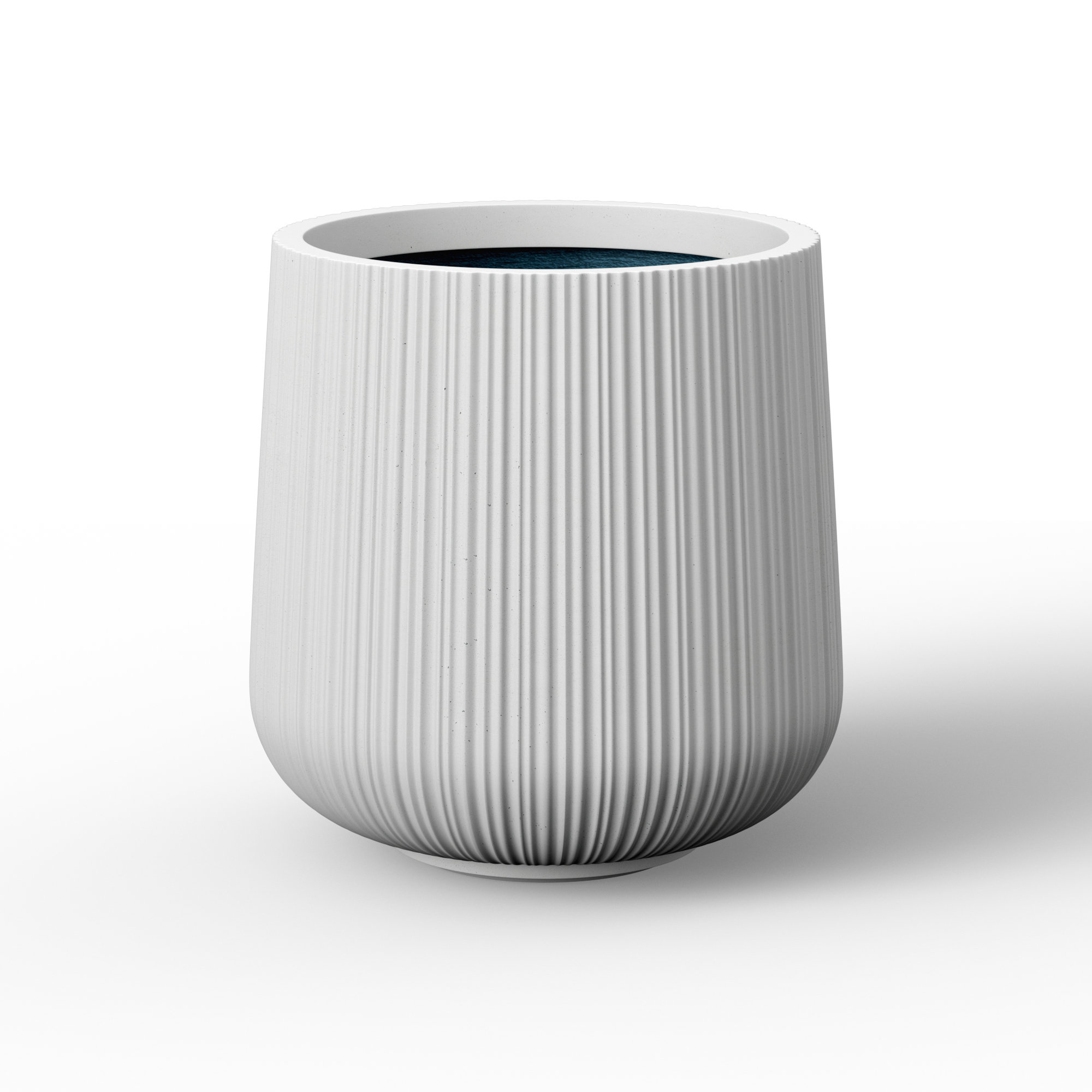 Ebern Designs Durx-Litecrete Tall Round Fluted Concrete Planter ...