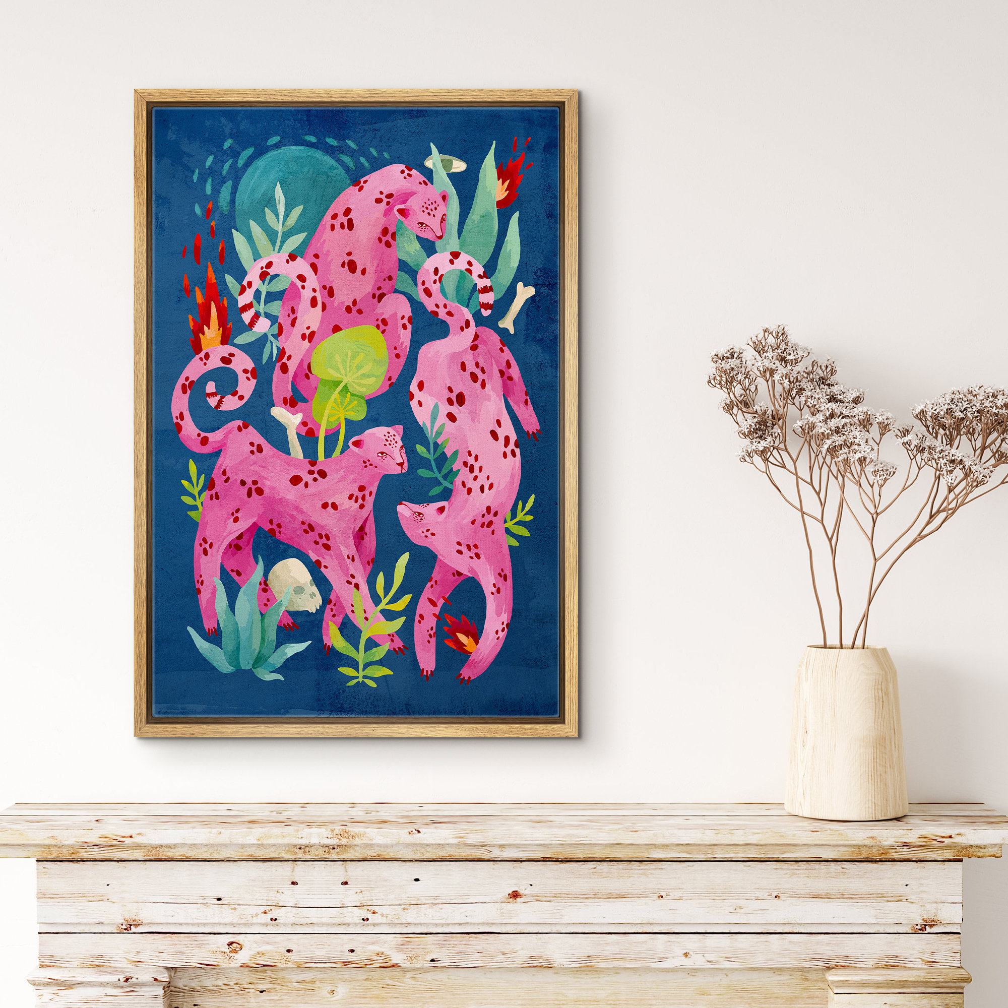 IDEA4WALL Bright Preppy Animals IDEA4WALL Framed Canvas Print Wall Art ...