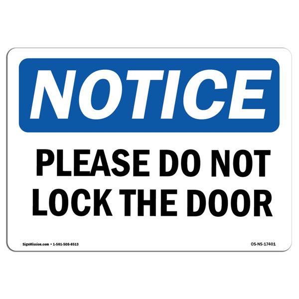 SignMission Please Do Not Lock the Door Sign | Wayfair