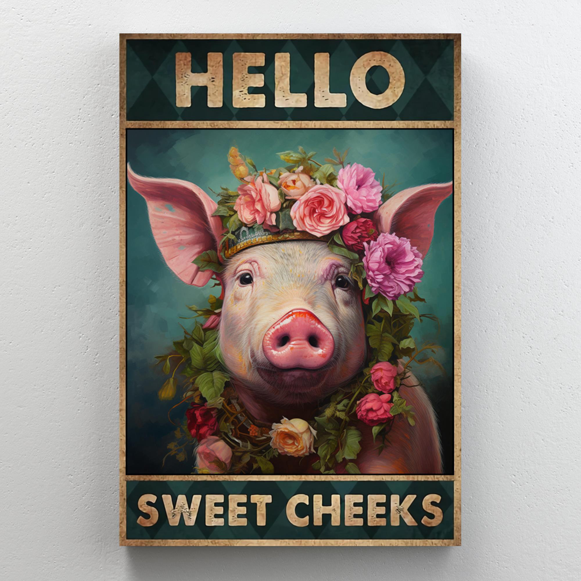 Trinx Pig Hello Sweet Cheeks - 1 Piece Rectangle Graphic Art Print On ...