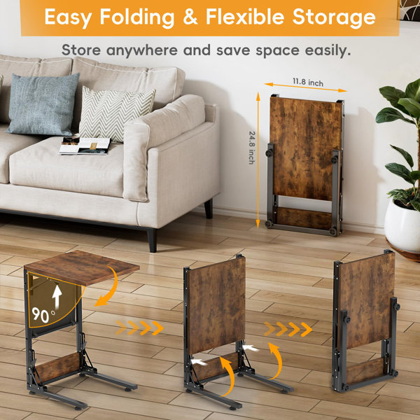 17 Stories C Table, Rustic Brown Laptop Stand, Tv Tray, Sofa Side Table ...