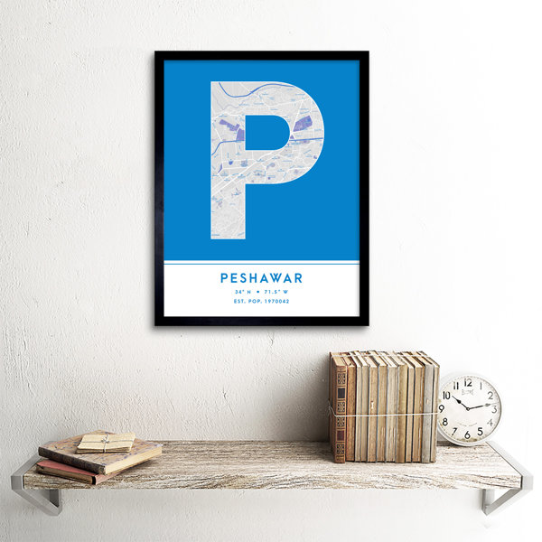 Wee Blue Coo Peshawar City Map Peshawar Blue by Wee Blue Coo - Single ...