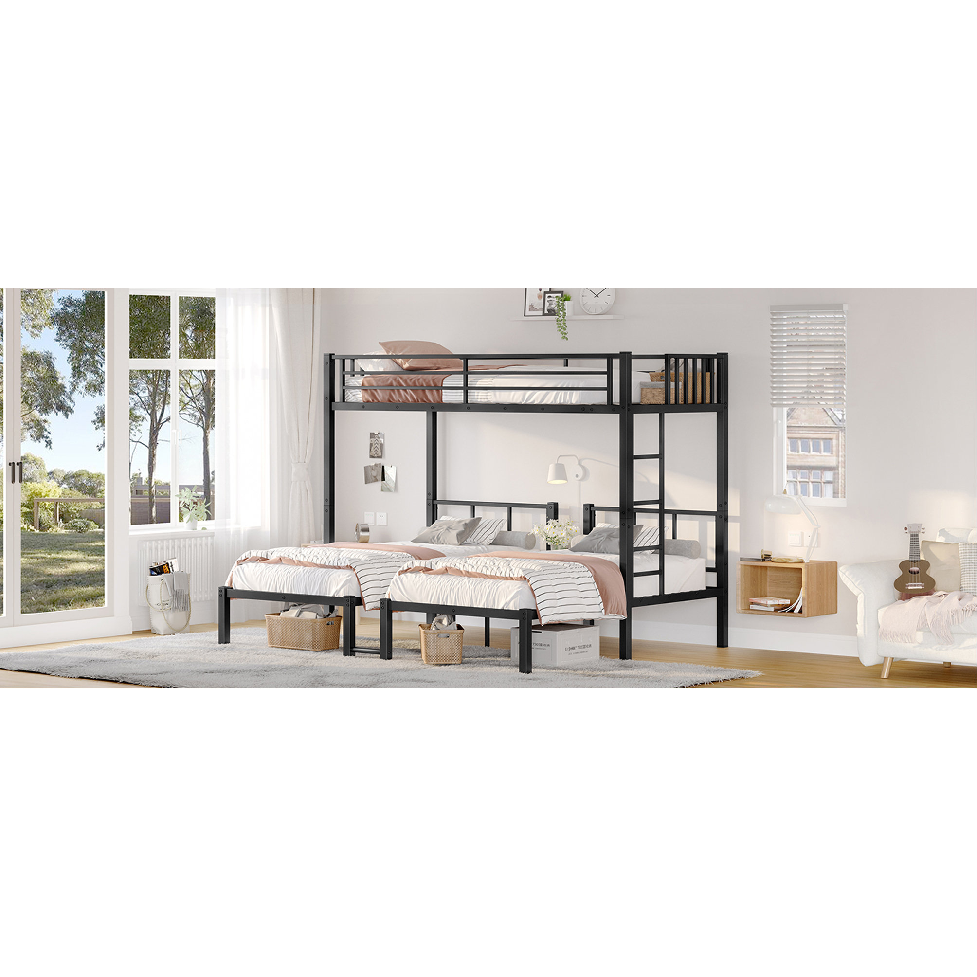 Latitude Run® Bunk Beds For 3, Bunk Bed Metal Triple Bunk Bed - Wayfair ...