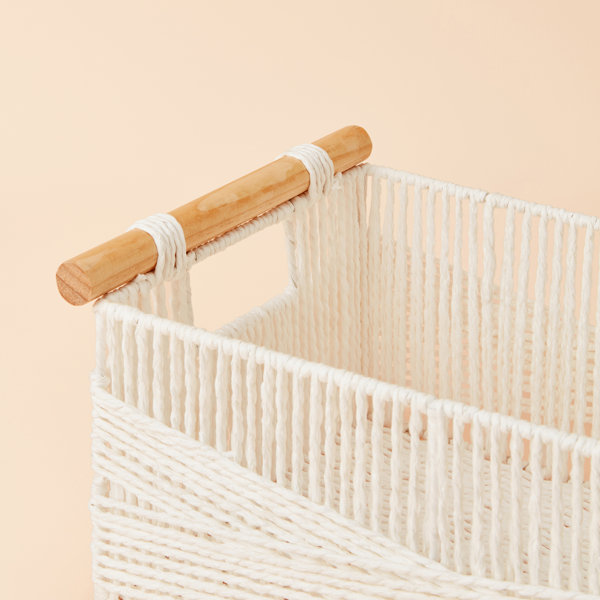 Dakota Fields Paper Rope Basket with Wooden Handles & Reviews | Wayfair