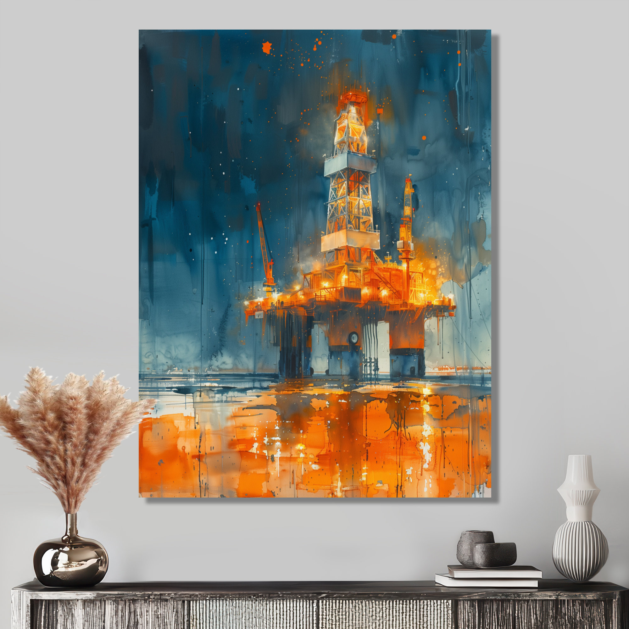 Winston Porter Orange Blue Oil Rig Fueling The Future - Oil Rigs ...