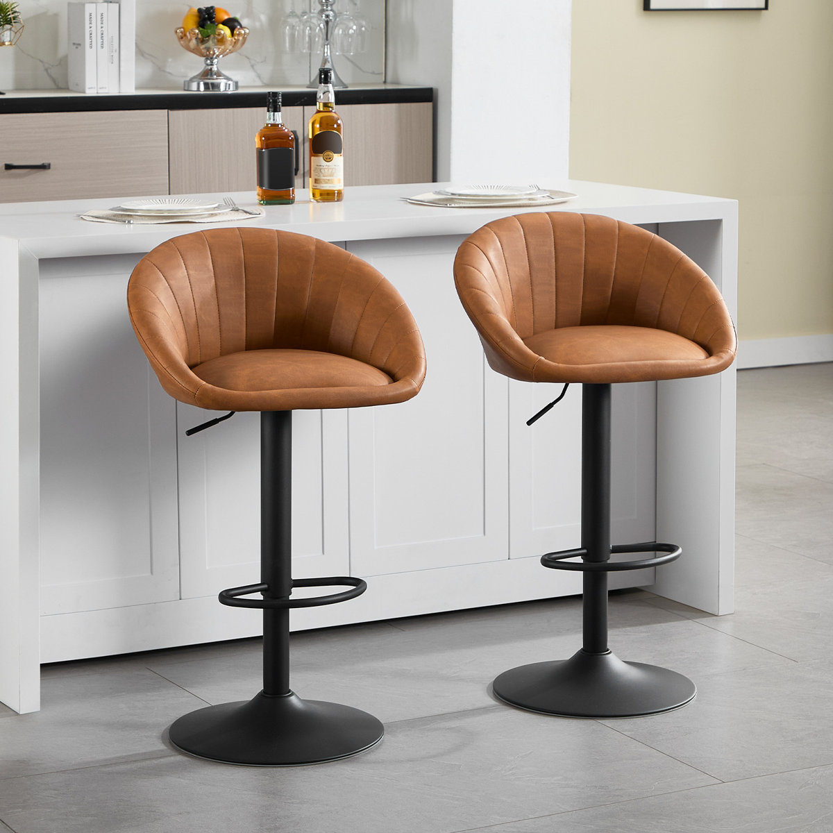 Borough Wharf Bar Stools Set Of 2 Bar Chairs Height-Adjustable ...