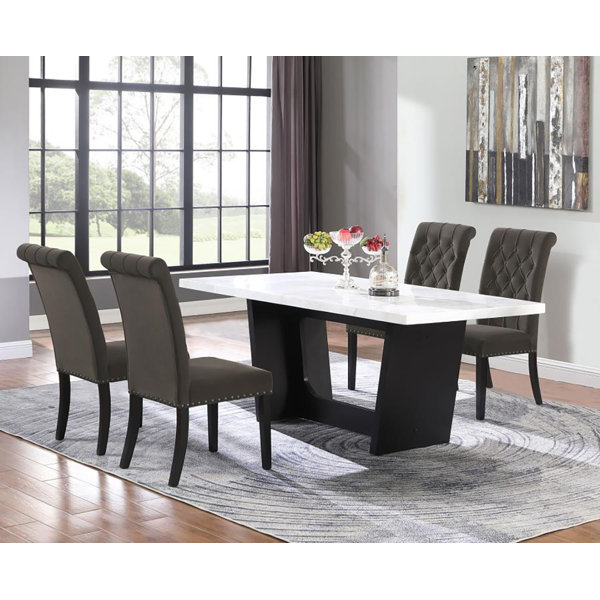 Wildon Home® Nibras 5 - Piece Faux Marble Top Trestle Dining Set | Wayfair