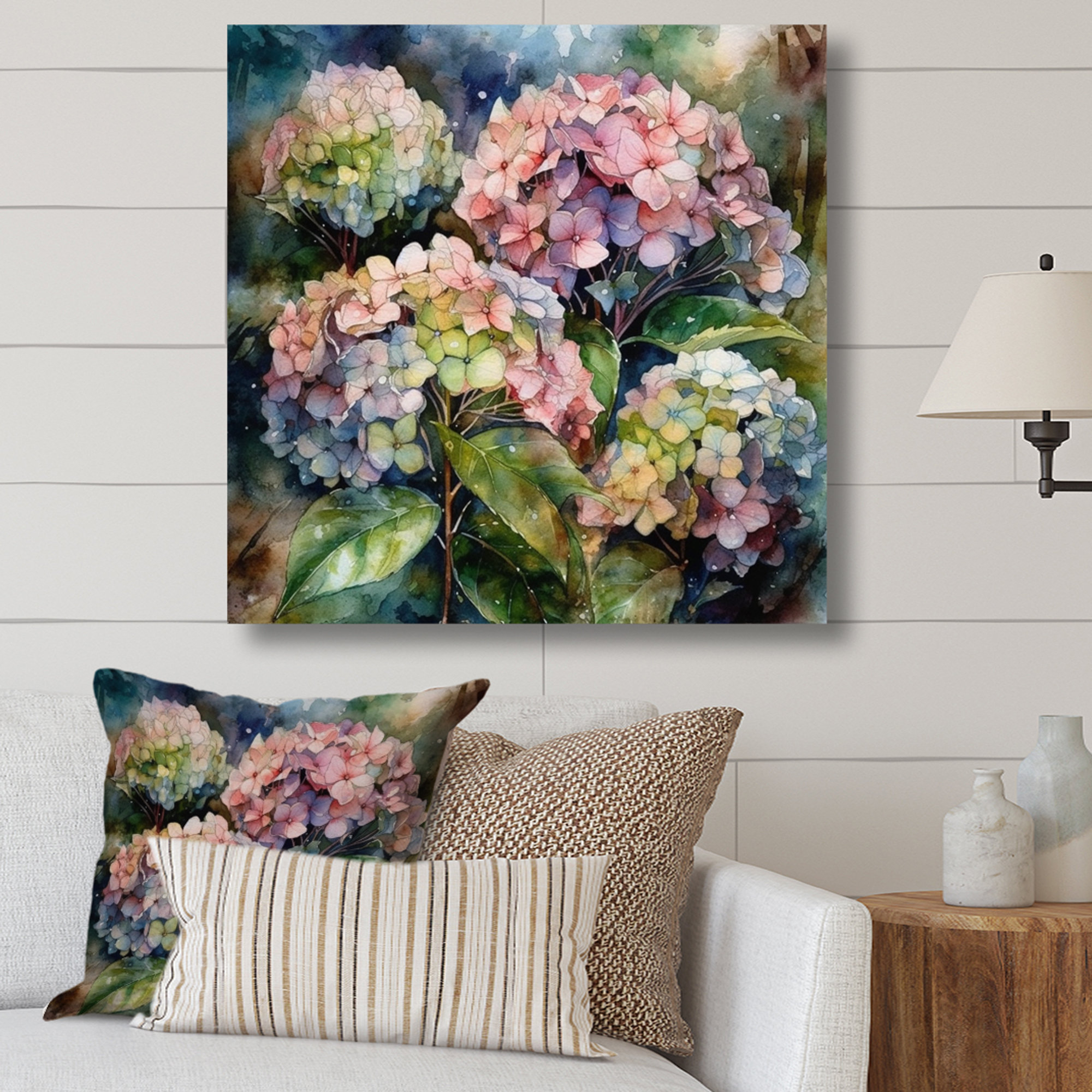 Red Barrel Studio® Purple Green Hydreangea I - Hydrangea Canvas Prints ...