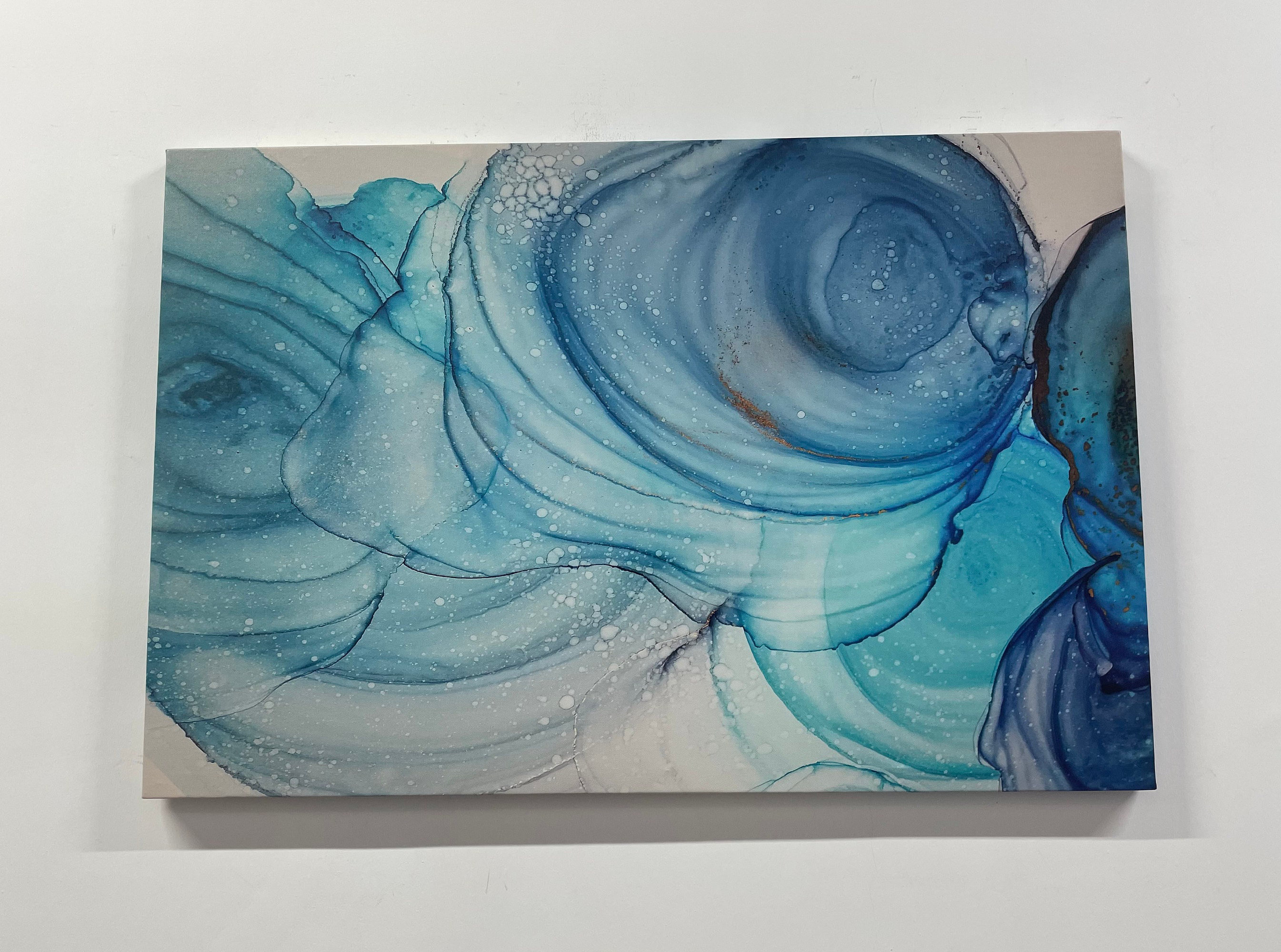 kayra export Modern Blue Marble Wall Art Abstract Painting Printed in ...