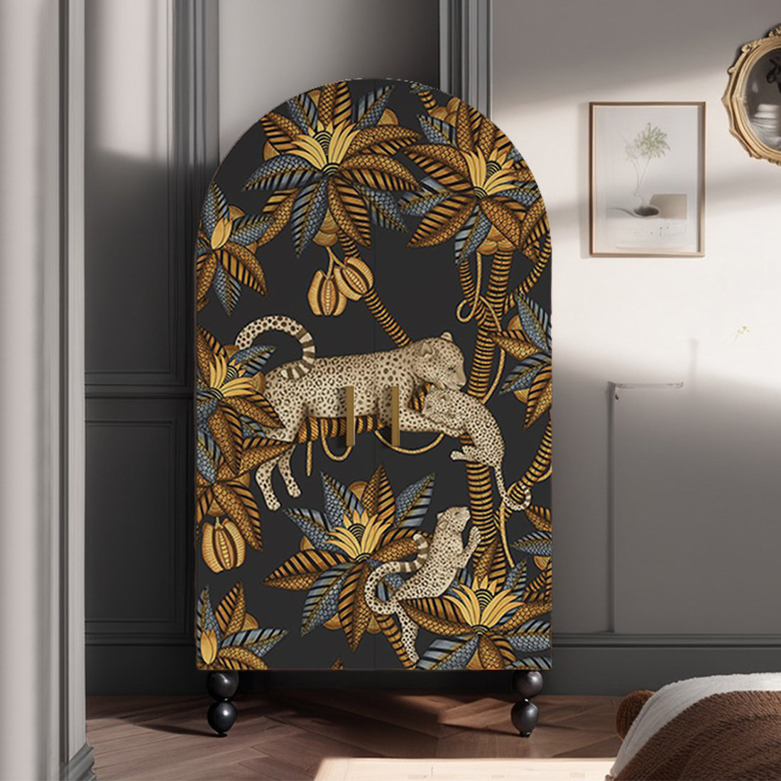 Canora Grey Modern arched double door wooden wardrobe | Wayfair