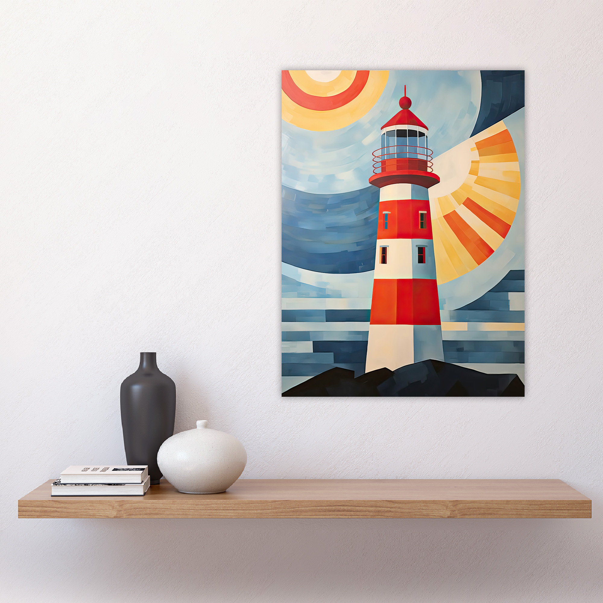 Happy Larry Wall Art Print Abstract Geometric Lighthouse Oil Painting ...