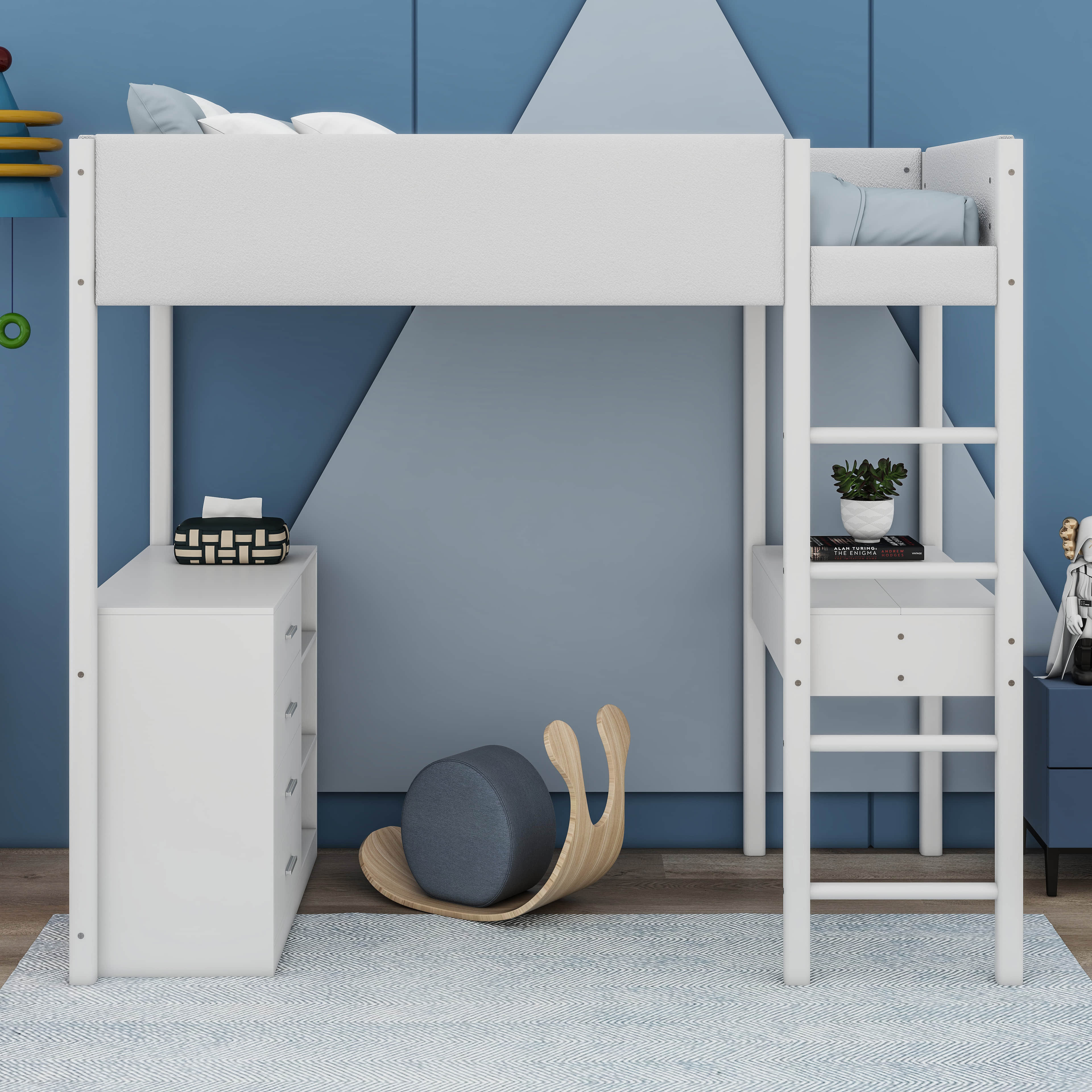 Harriet Bee Janace 4 Drawer Loft Bed with Bookcase by Harriet Bee | Wayfair