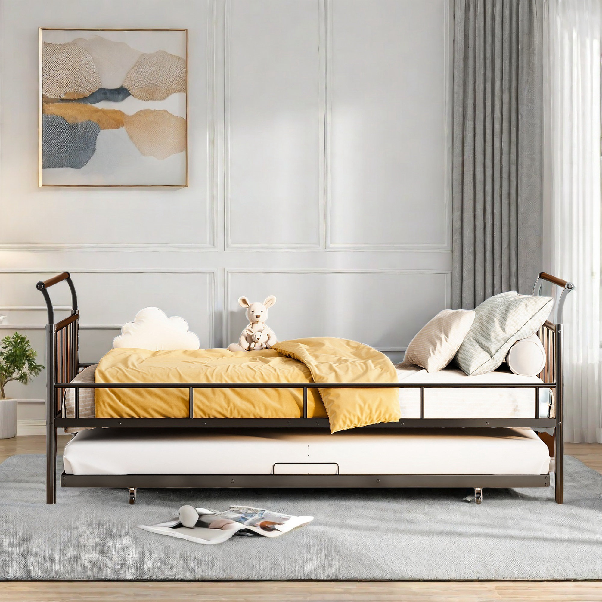 Ebern Designs Seatonville With Curved Handle Design And Twin Size ...