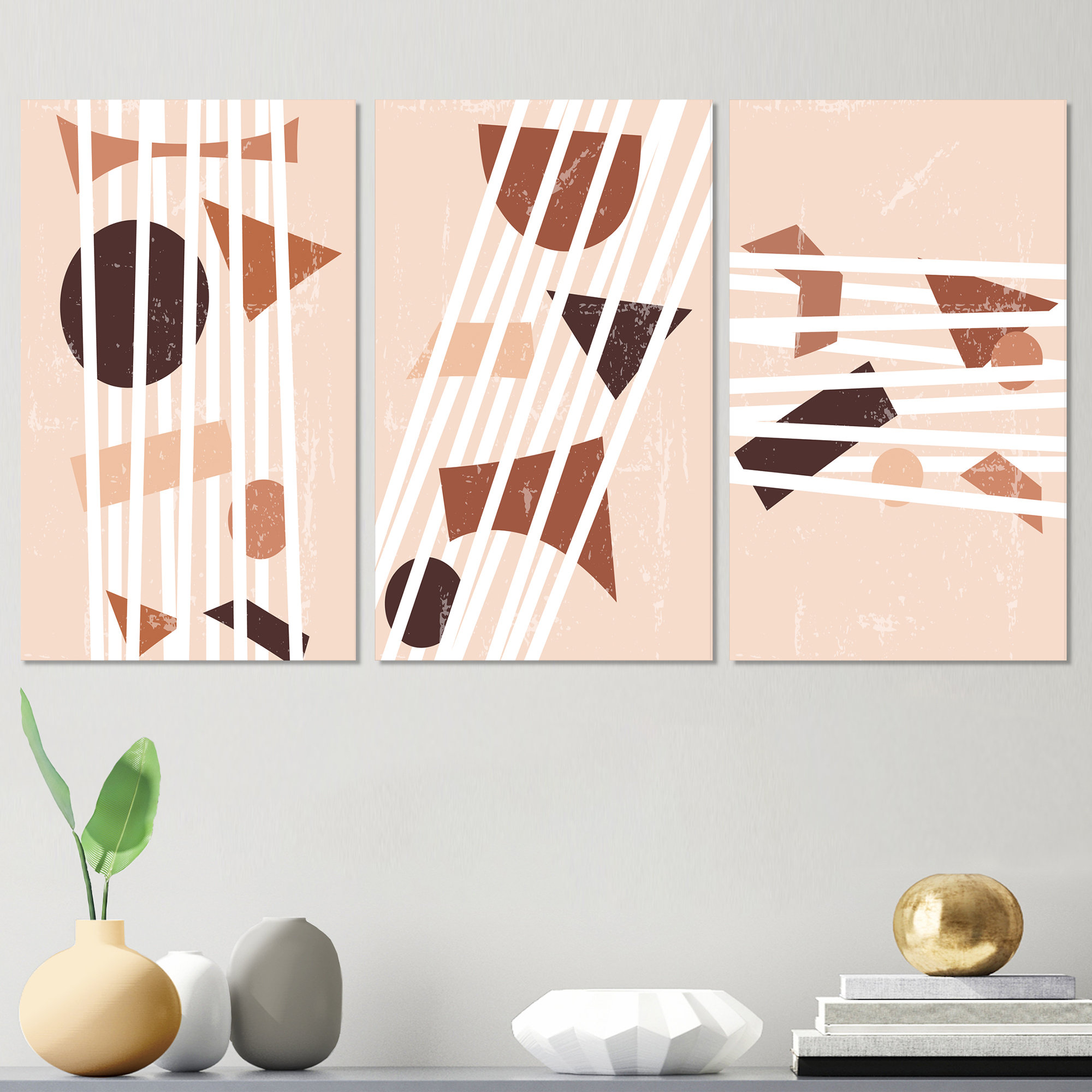 Corrigan Studio® Minimal Abstract Geometric In Earth Tones I - Mid ...