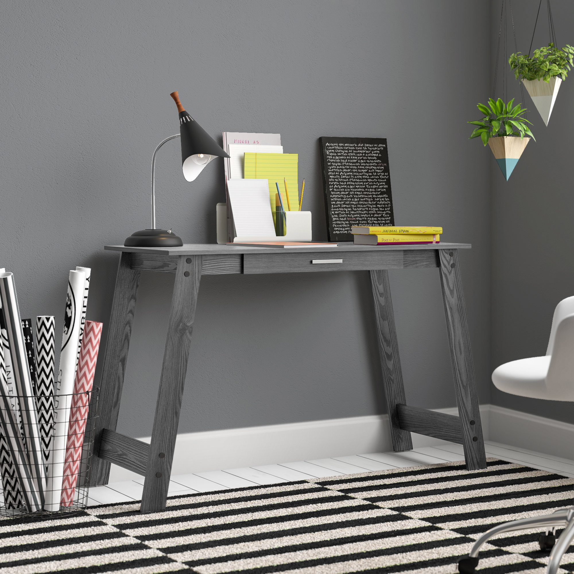 Ebern Designs Computer Desk Home Office Laptop Storage Drawers Work ...