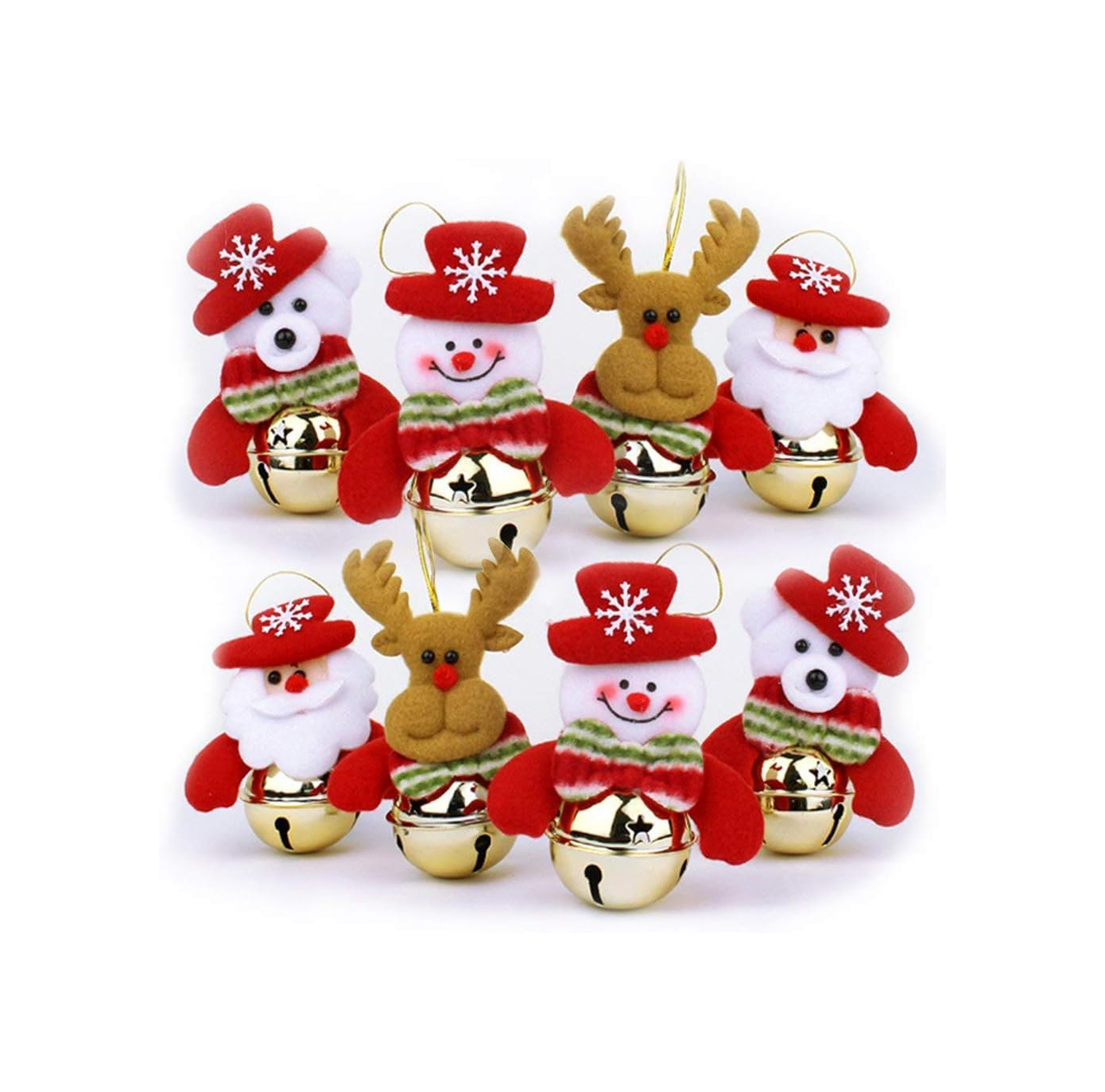Tobran Christmas Bell Ornaments Sets Cute Santa Snowman Reindeer Bear ...
