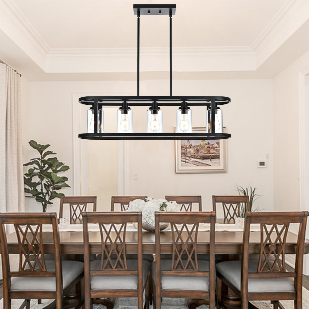 Gracie Oaks Niekia 5 - Light Matte Black Kitchen Island Pendant | Wayfair