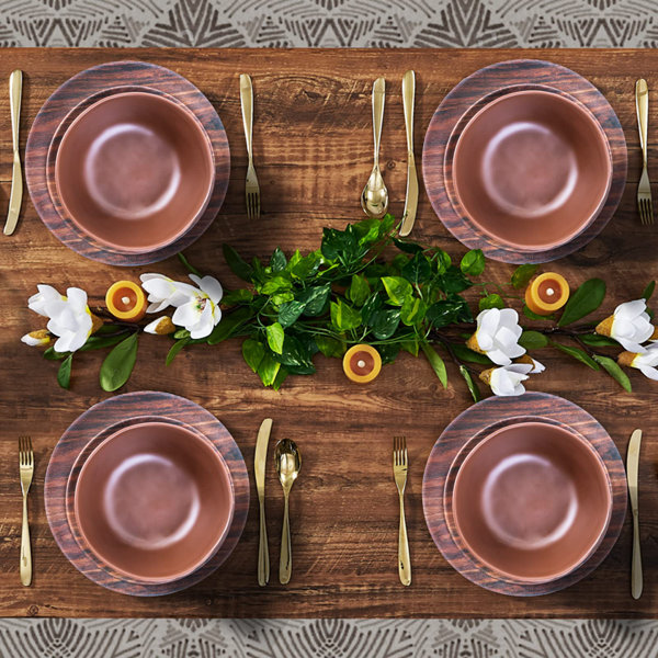 Loon Peak® 12-Piece Dinnerware Set, Melamine Dishes Set With Bowls And ...