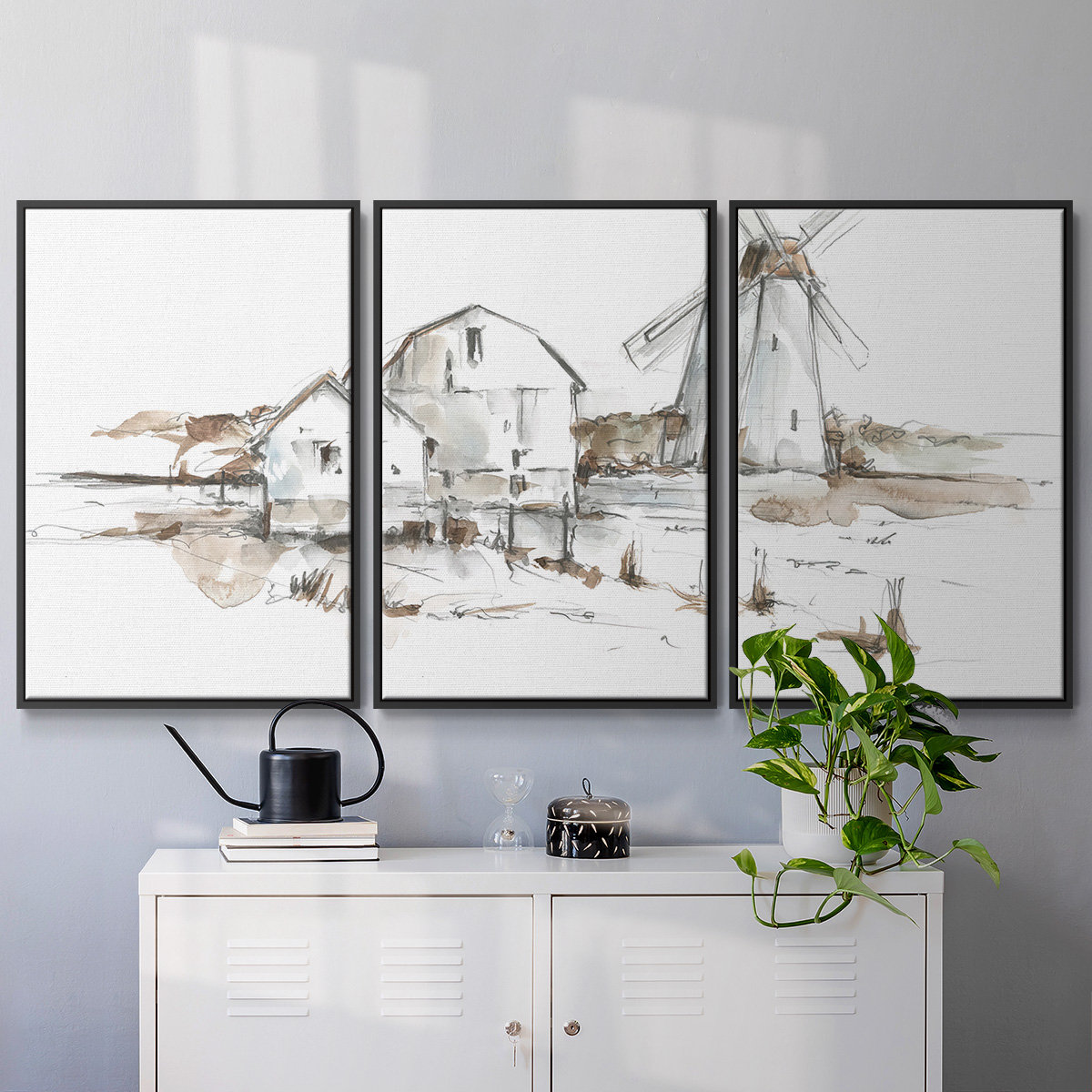 August Grove Old Mill Farm I - 3 Piece Floater Frame Print on Canvas ...