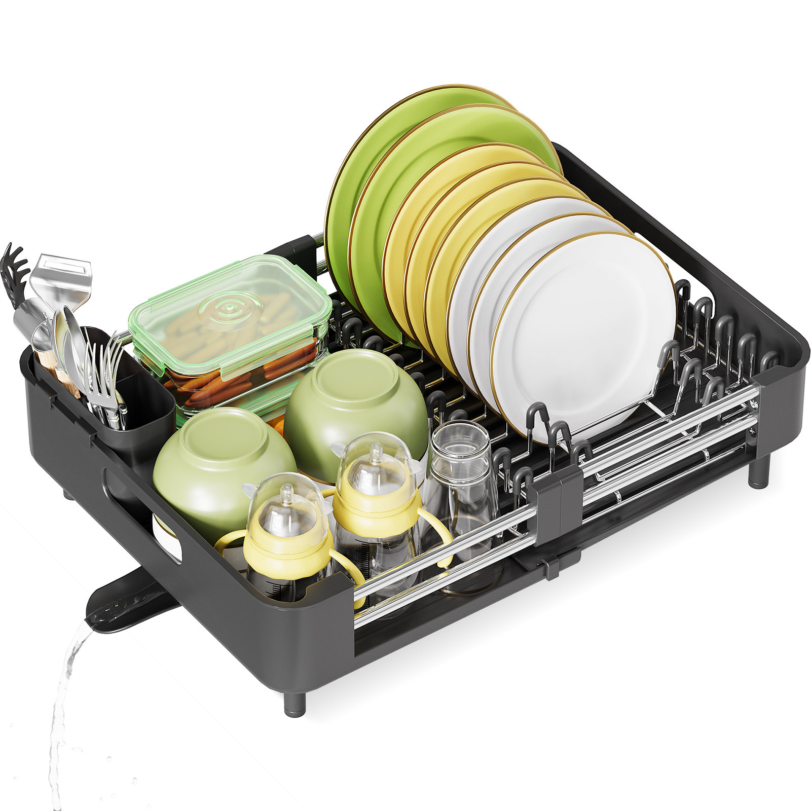 KINGRACK Stainless Steel Adjustable Dish Rack, Extendable Extra Large ...