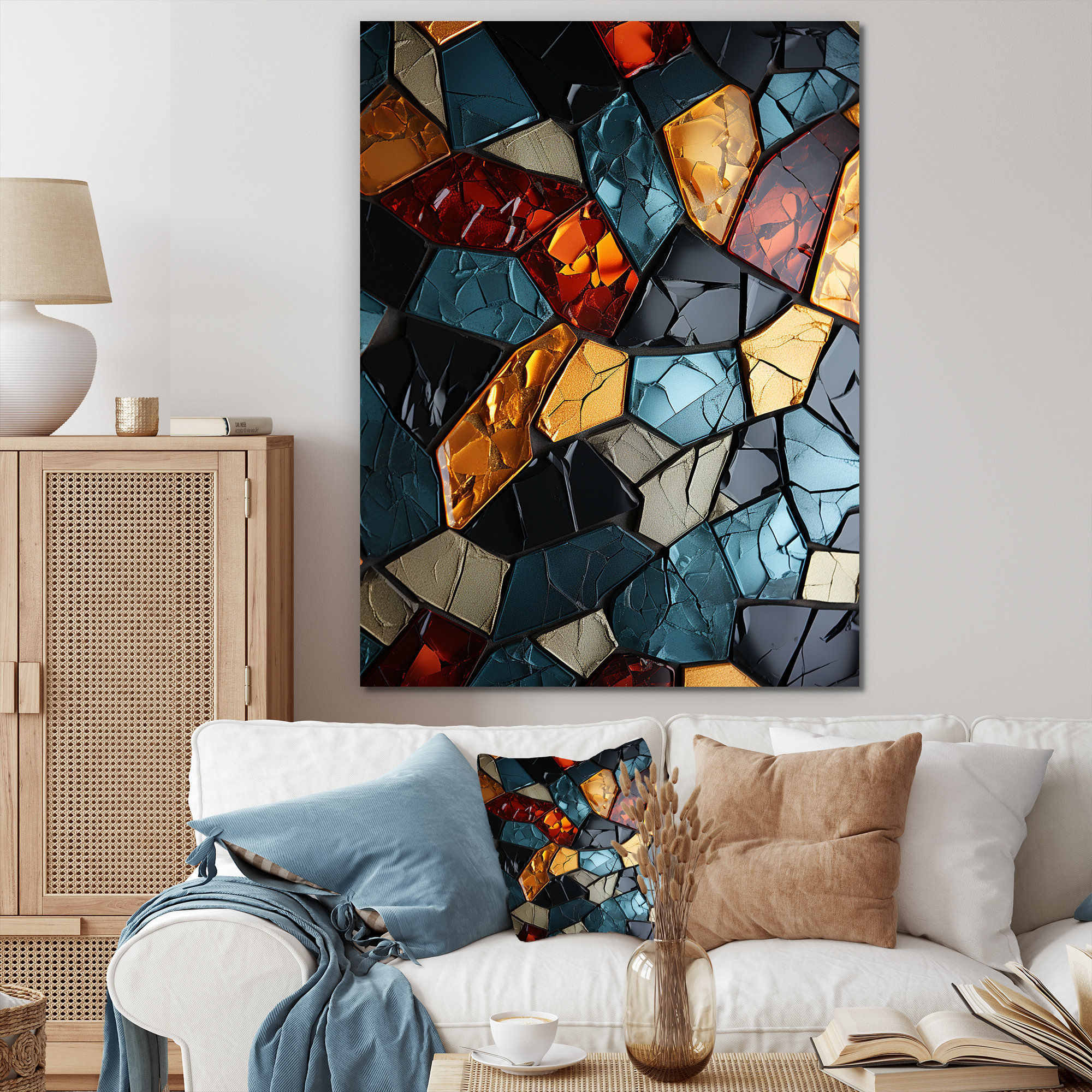 Mercer41 Gold Cubic Mosaic Tiles I - Abstract Tile Wall Art | Wayfair