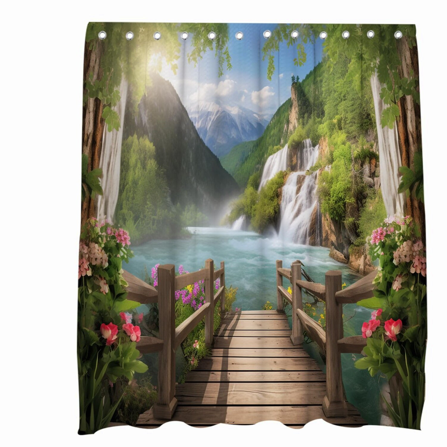 Latitude Run® EcoScape Waterfall Shower Curtain - Nature-Inspired ...
