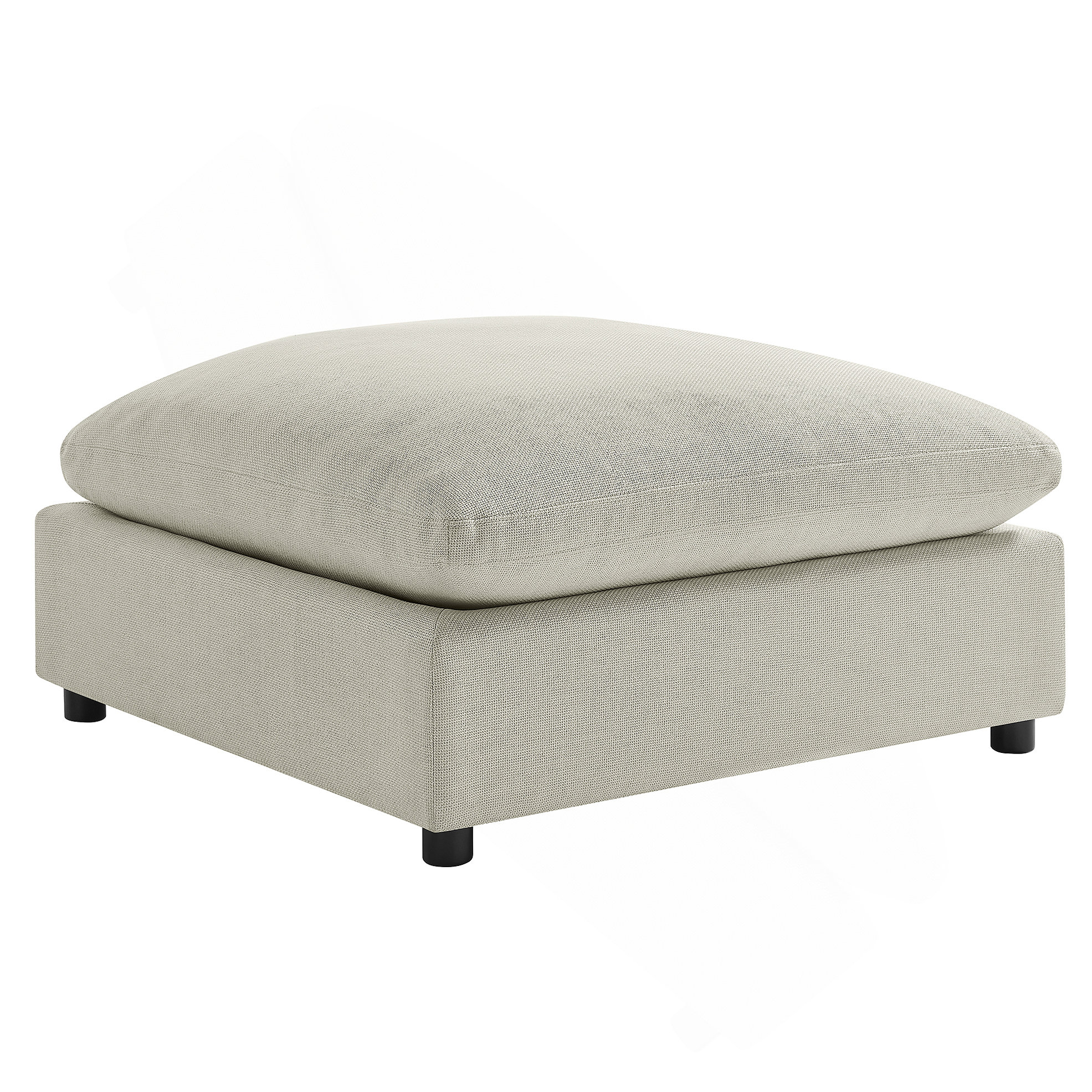 Hokku Designs Cassandra Beige Fabric 40 in. Square Ottoman | Wayfair