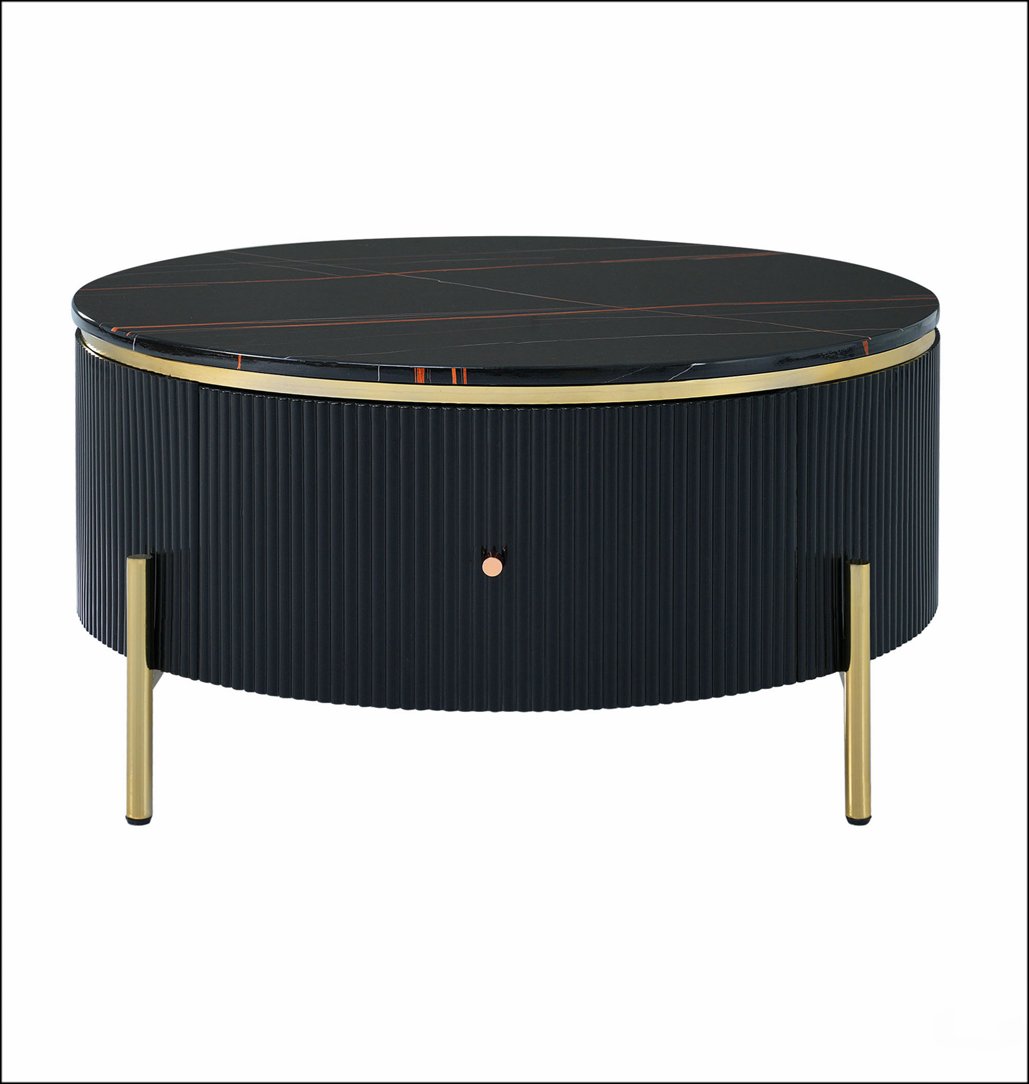 Brayden Studio® Modern Round Coffee Table with 2 large Drawers Storage ...
