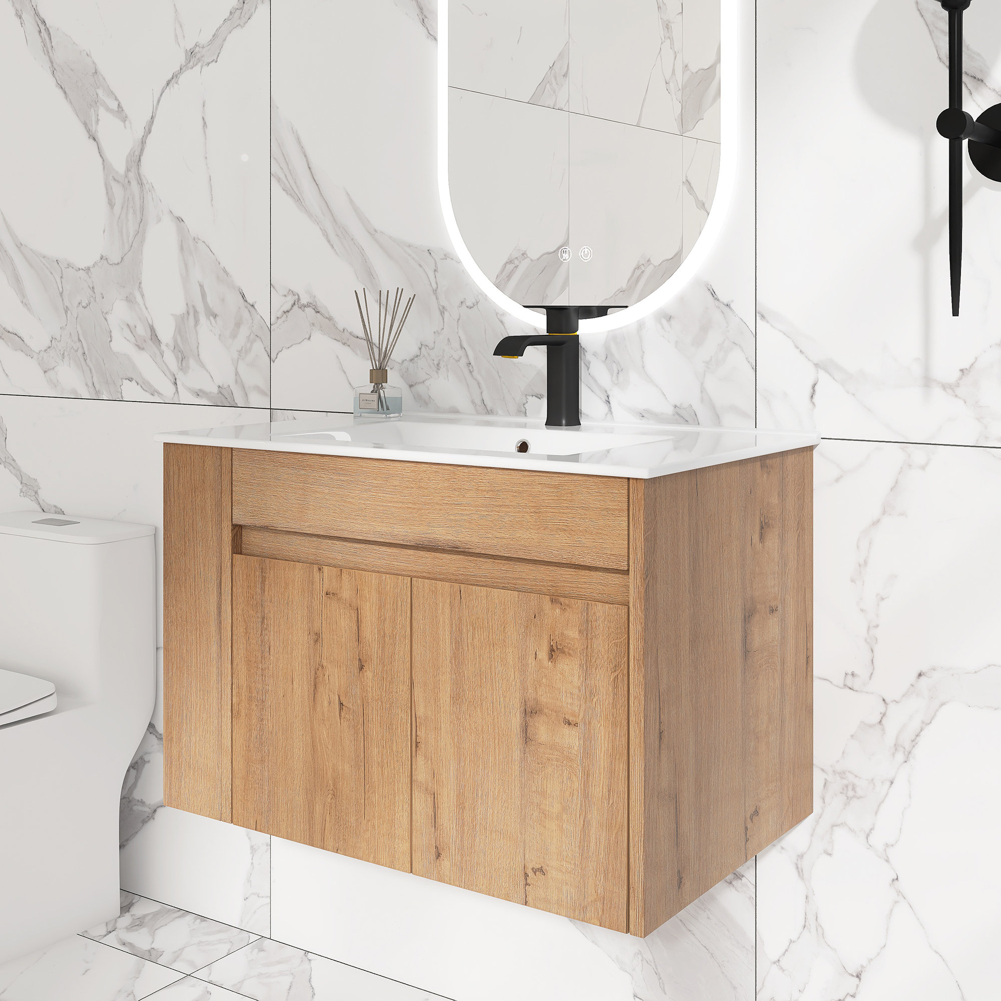 Union Rustic 30 Inch Plywood Wall-Mounted Bathroom Vanity Set With ...