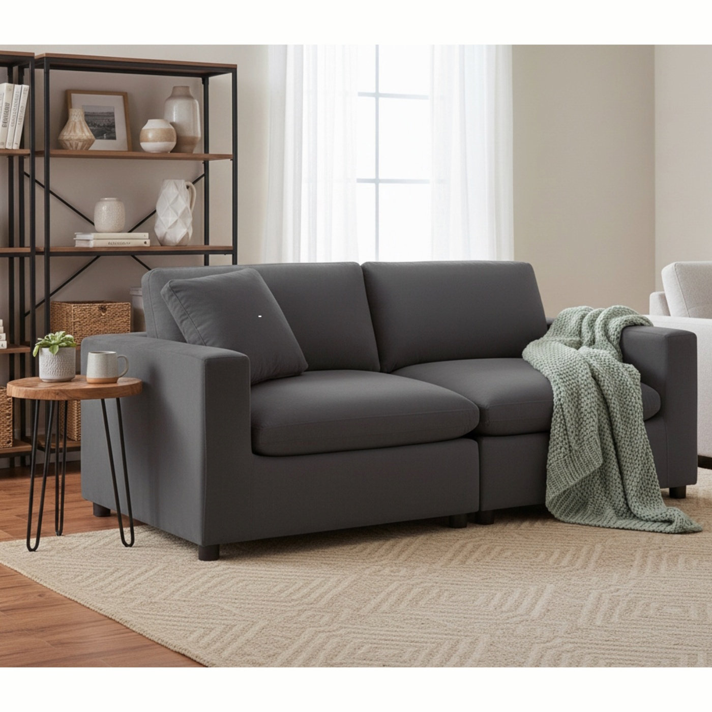 Latitude Run® Caylie Modular 2-Piece Sofa - Charcoal | Wayfair