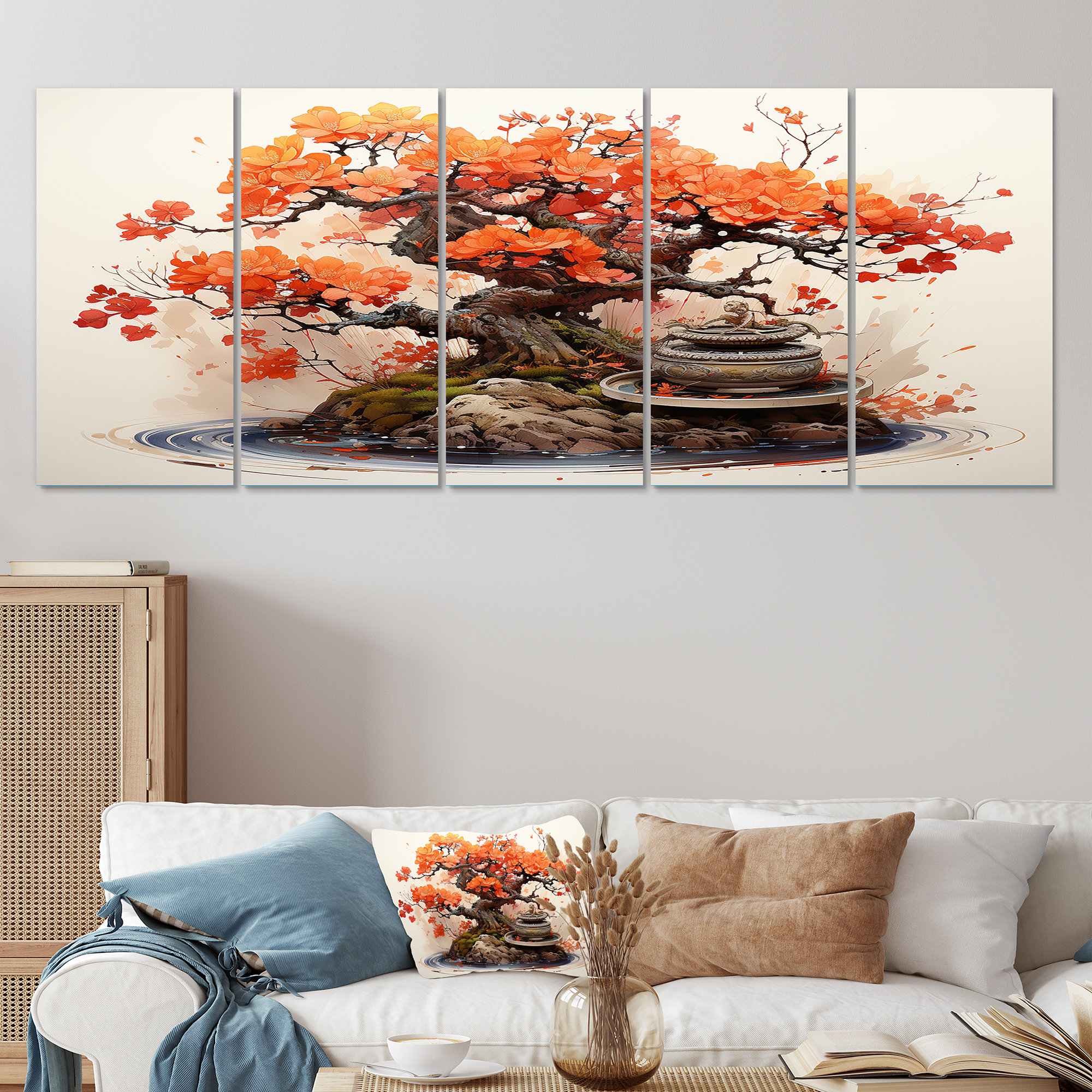 Red Barrel Studio® Autumnal Bonsai Charm II - Tree Bonsai 5 Piece Wall ...